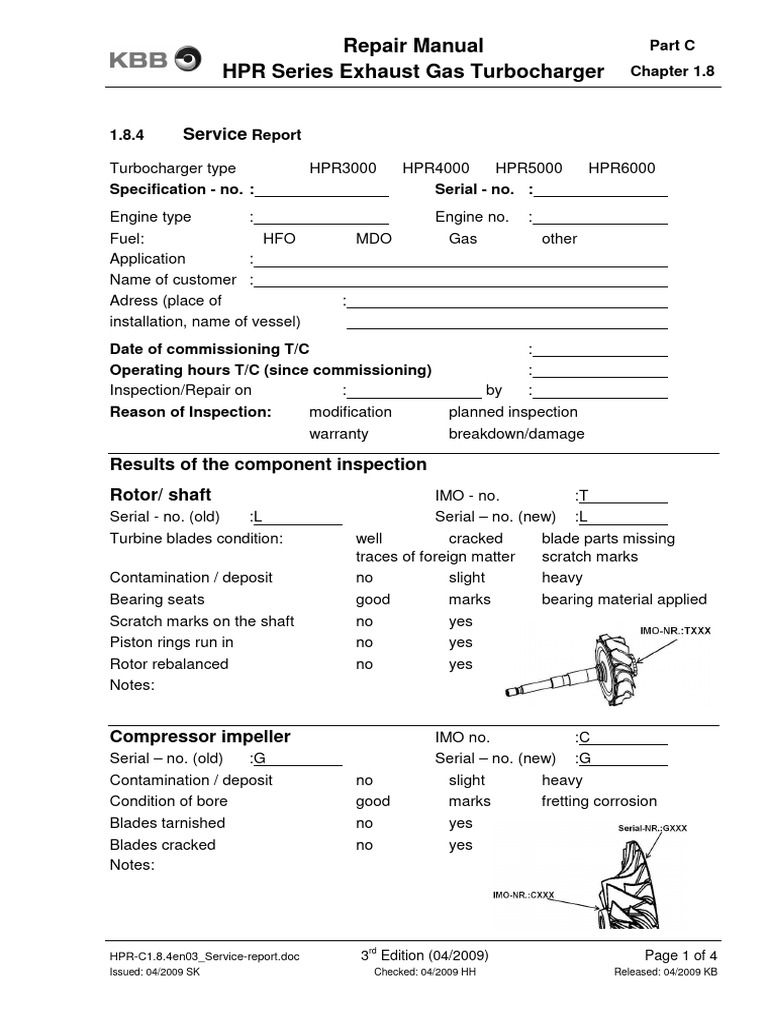KBB Service Report Information | PDF | Turbine | Turbocharger