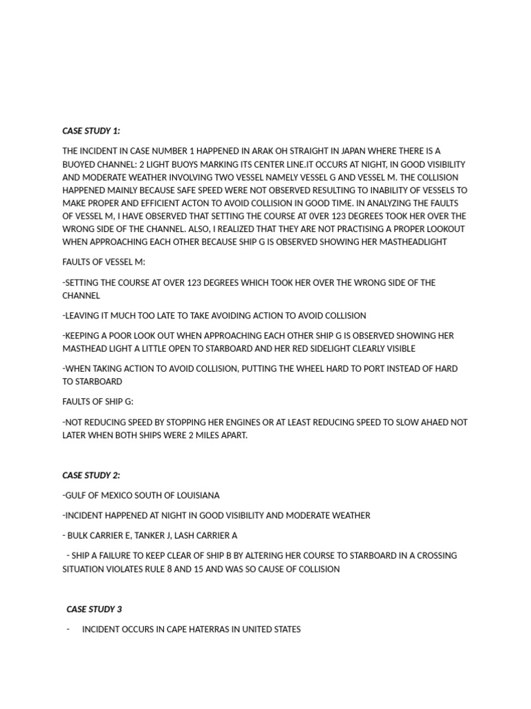 Ship Collision Case Studies Analysis | PDF | Ships | Port And Starboard