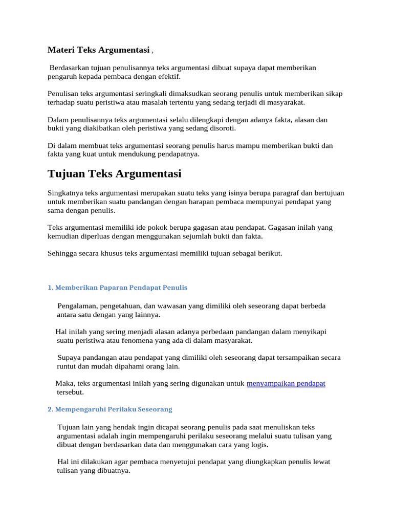 Materi Teks Argumentasi | PDF