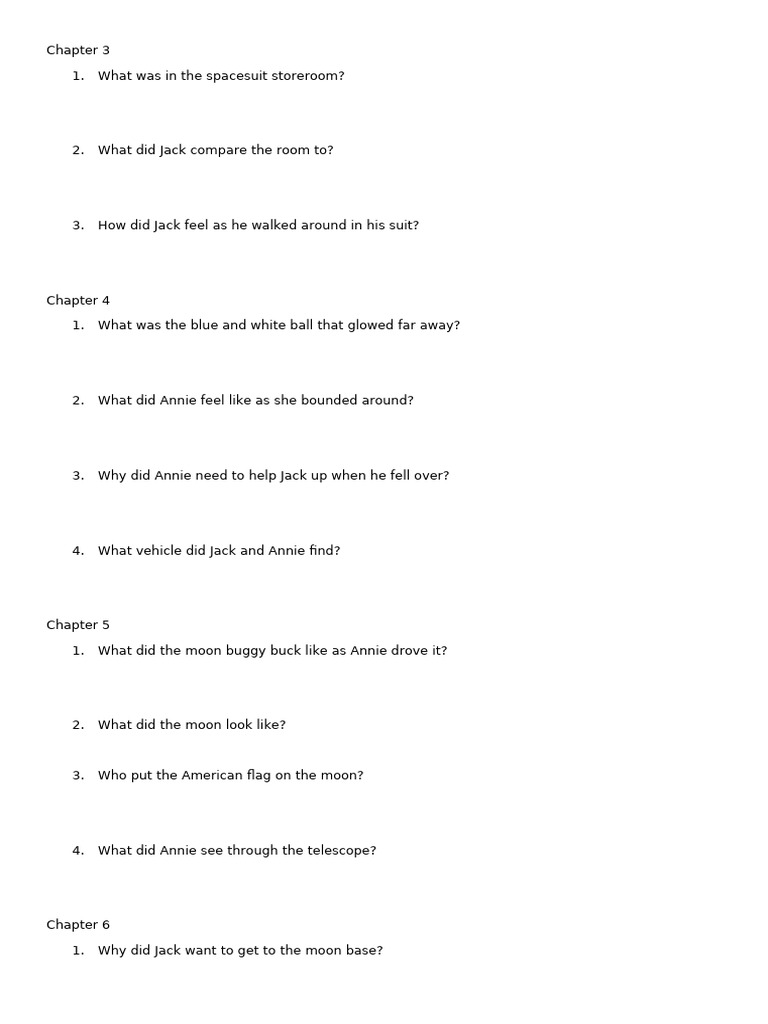 Comprehension Questions: Midnight on the Moon | PDF