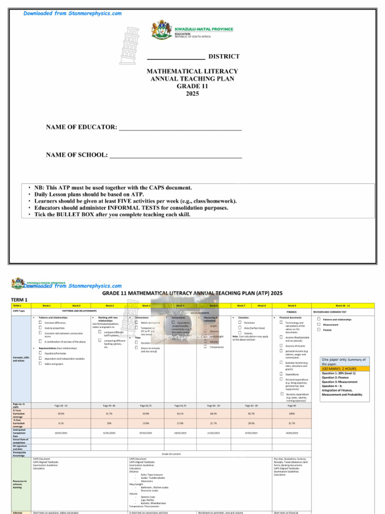 KZN-Maths-Literacy-Grade-11-ATP-2025 | PDF KZN-Maths-Literacy-Grade-11-ATP-2025 | PDF
