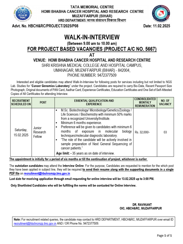 JRF advertisement | PDF | Dna Sequencing | Biotechnology