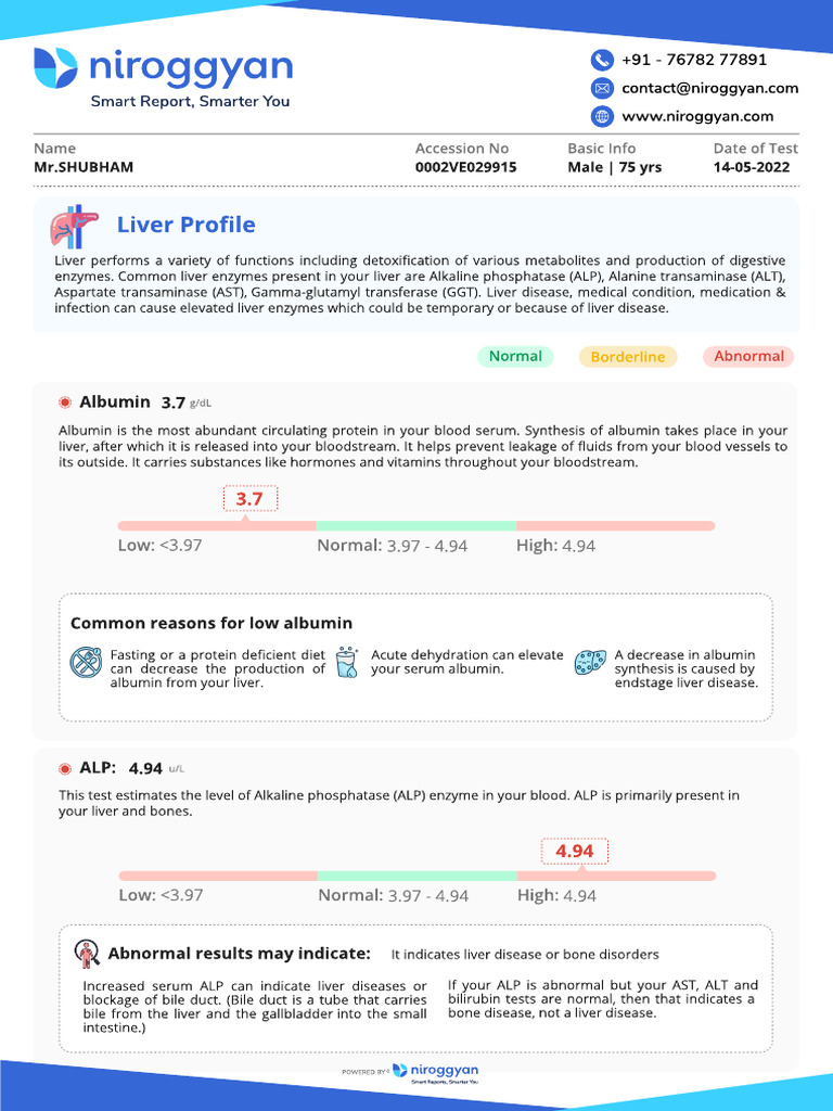 Sample Personal Report Digital | PDF | Alanine Transaminase | Biochemistry
