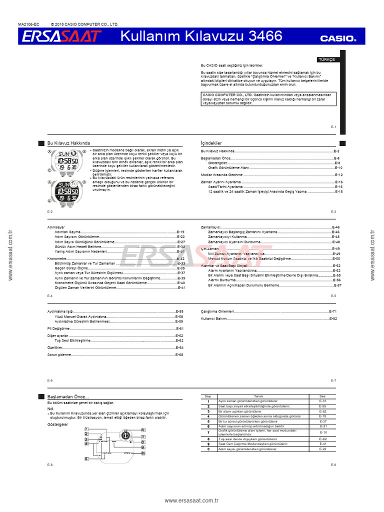 Casio 3466 Kullanma Klavuzu | PDF
