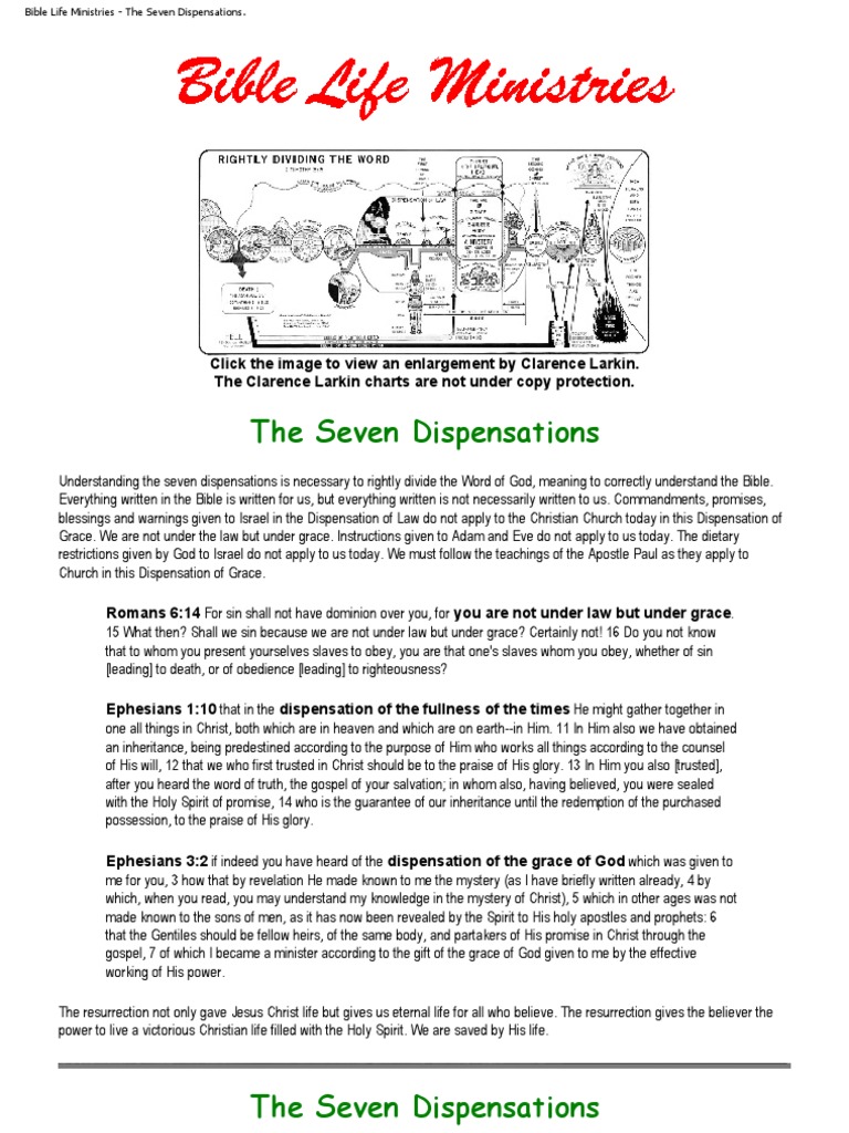 Bible Life Ministries - The Seven Dispensations. | Grace In ...