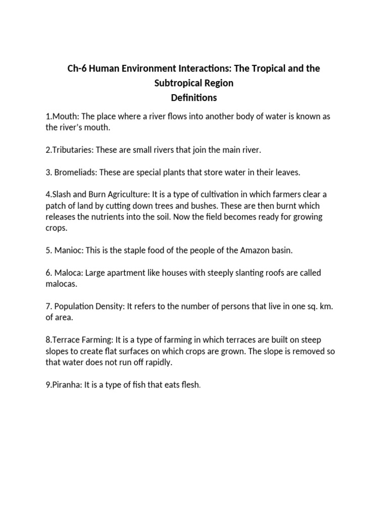 CH-6 Human Environment Interactions DEFINITIONS | PDF