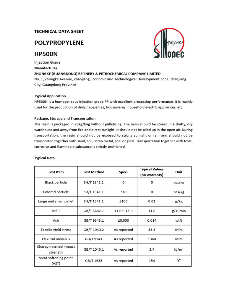 TECHNICAL DATA SHEET HP500N Zhongke | PDF