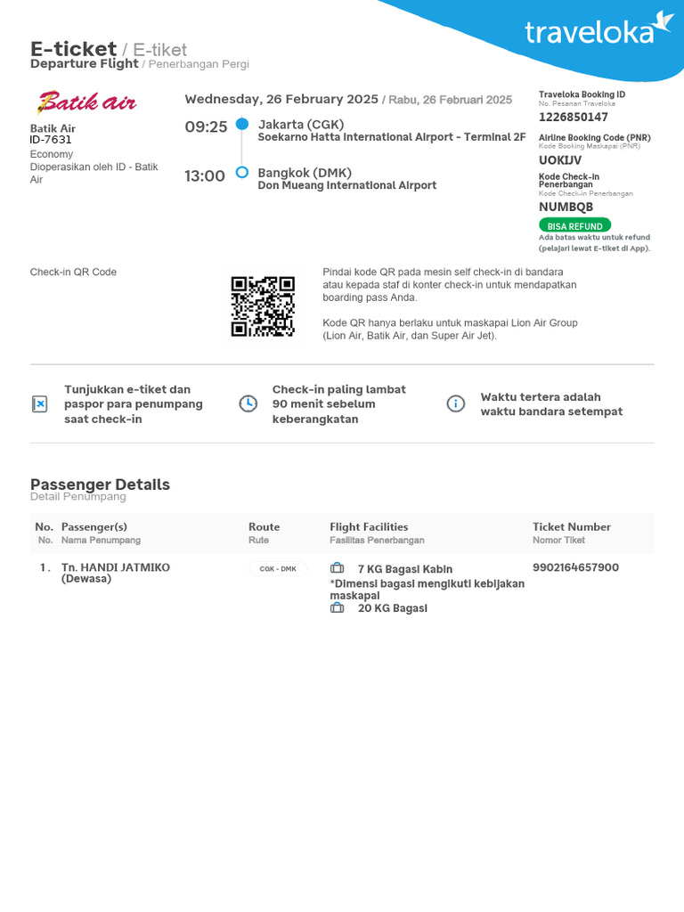 FLIGHT#1-Handi Jatmiko-CGK-NUMBQB-DMK-FLIGHT_ORIGINATING | PDF