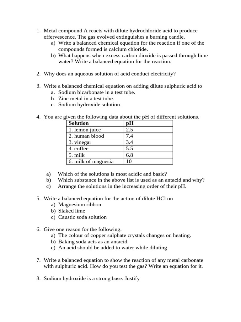 Revision 3 (Acids Bases and Salts) | PDF