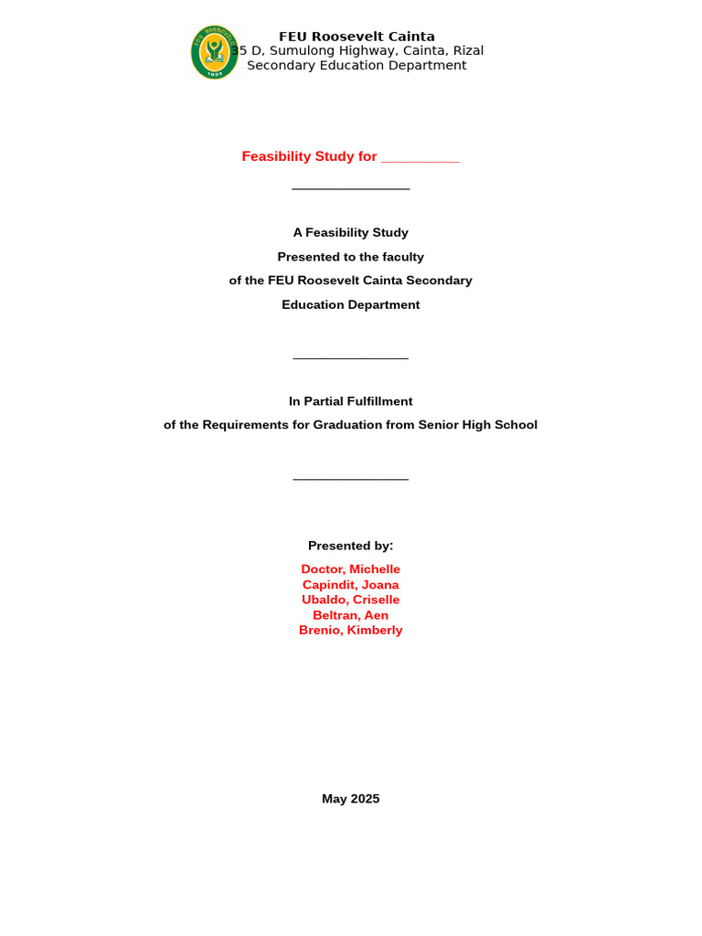 Feur Feasibility Study Format | PDF | Business | Economies