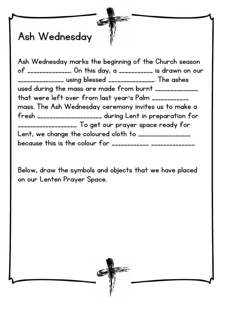 Ash Wednesday Cloze Passage | PDF