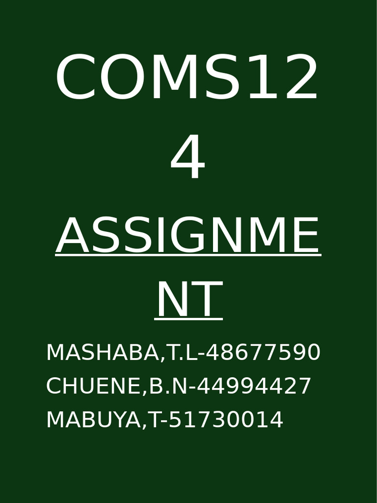 Coms 124 Assignment Frontpage | PDF