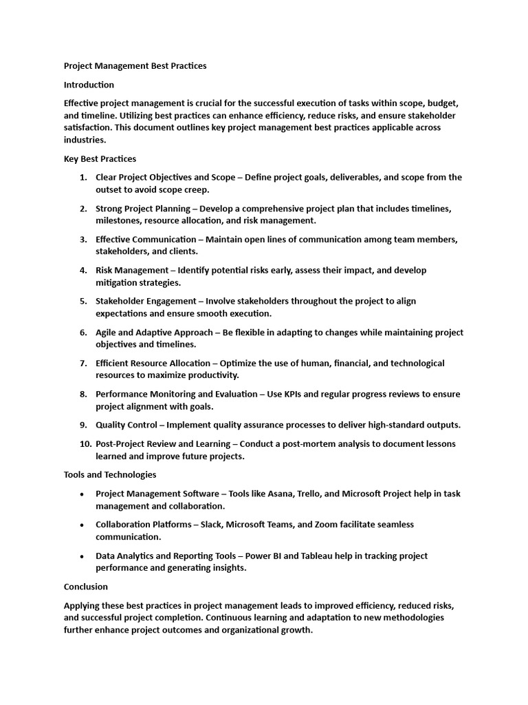 Project Management Best Practices Pdf