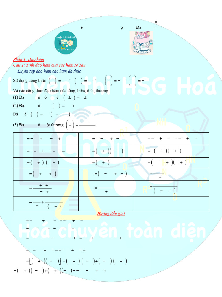 Toan Cho Hoa Hoc Dao Ham Vi Phan Dap An | PDF