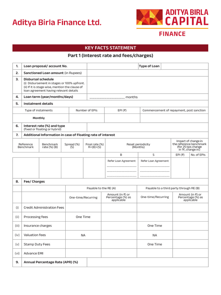 Key-Facts-Statement | PDF | Loans | Annual Percentage Rate