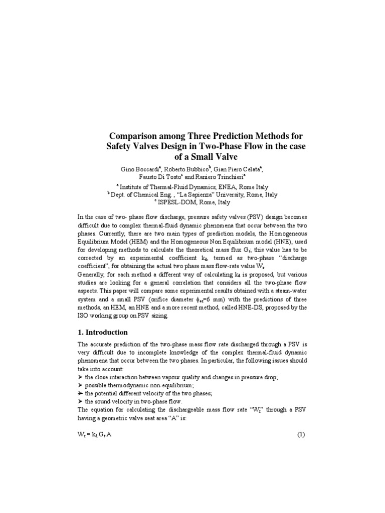 Safety Valve Design in Two-Phase Flow | PDF | Science & Mathematics ...