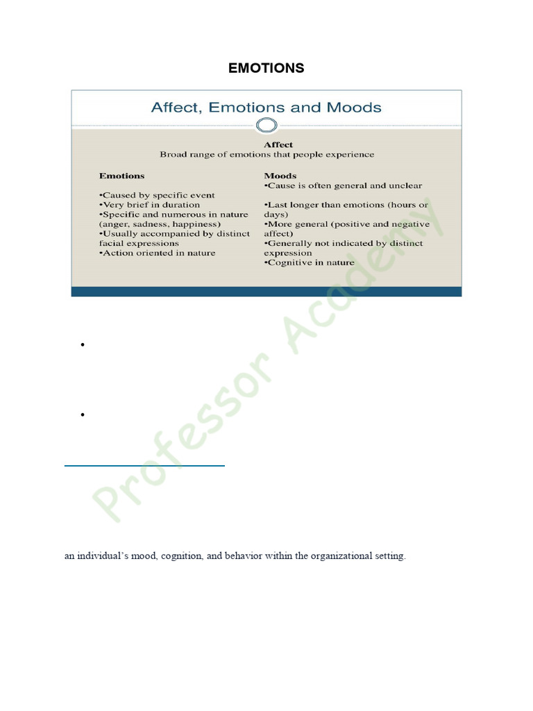 Emotions and Stress Management Notes | PDF | Mental Health | Mood ...