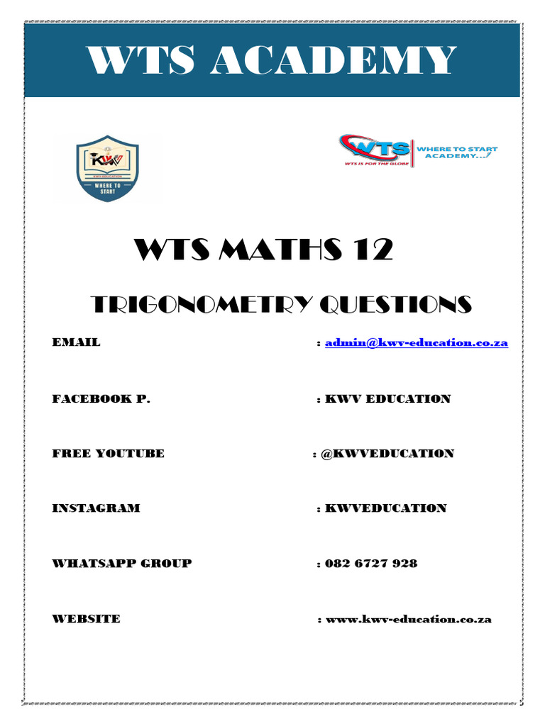 2025 WTS 12 Trigonometry Questions | PDF