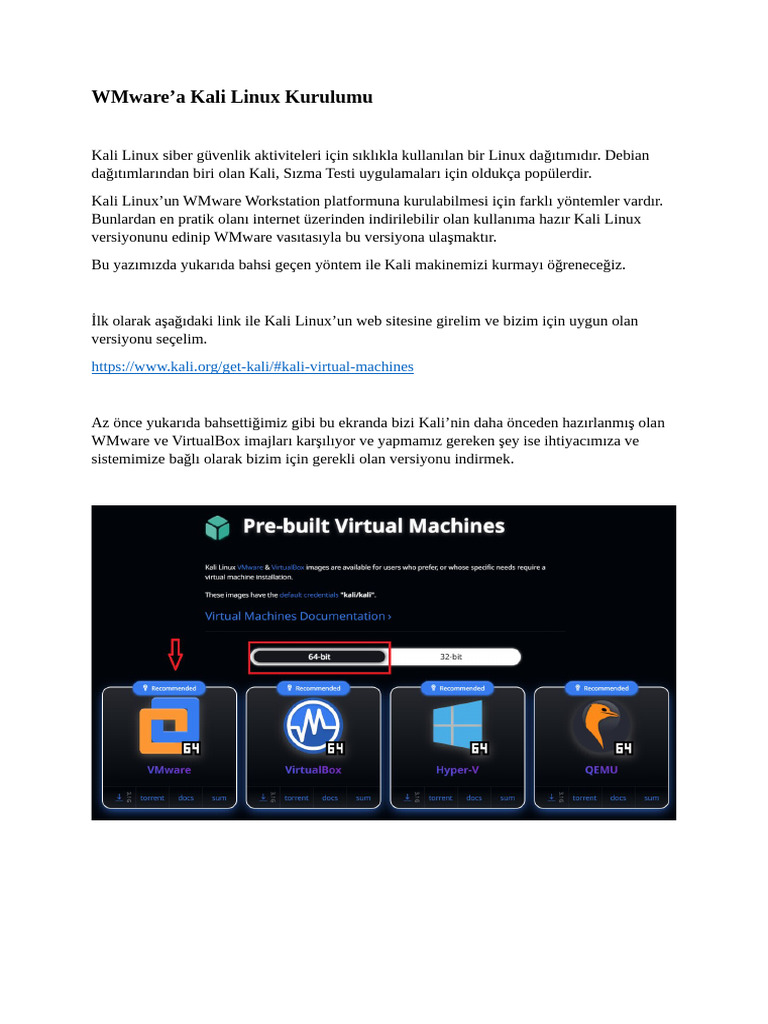 KALI Kurulum Dokümentasyonu | PDF