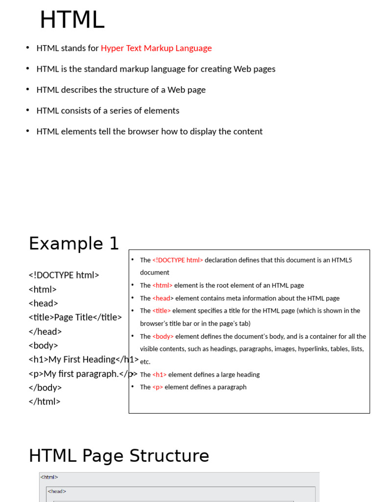 HTML Basics and Structure Guide | PDF | Html Element | Html