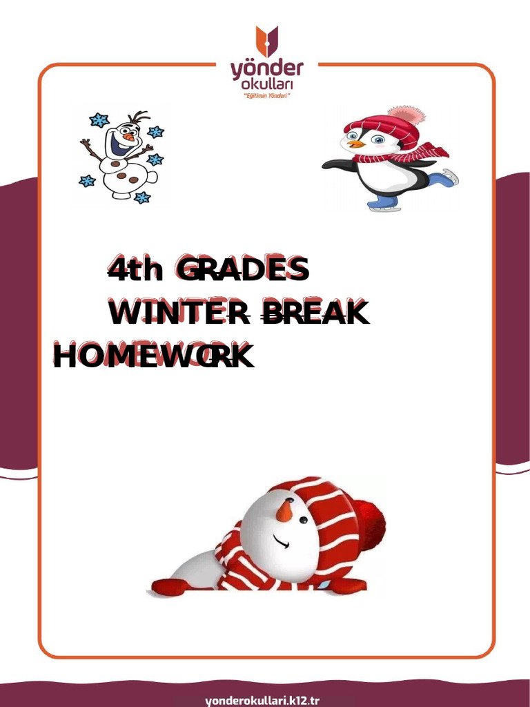 4th Grades Winter Break Homework | PDF