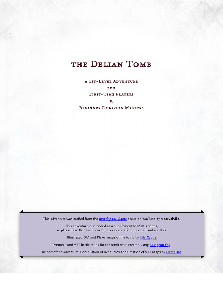 The DELIAN TOMB (Recreation) - The Homebrewery | PDF | Dungeons ...