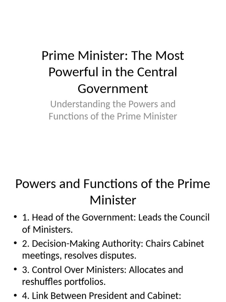Powers and Functions of the Prime Minister | PDF