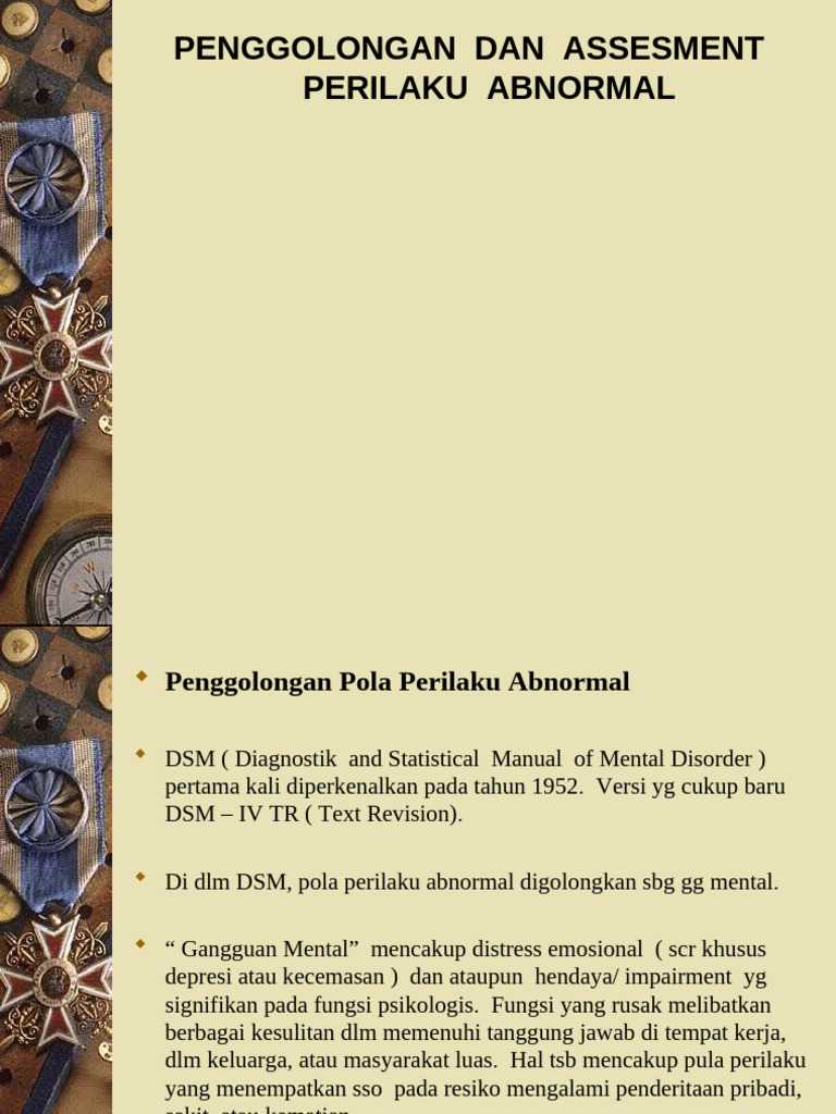 A Penggolongan Dan Assesment Perilaku Abnormal | PDF