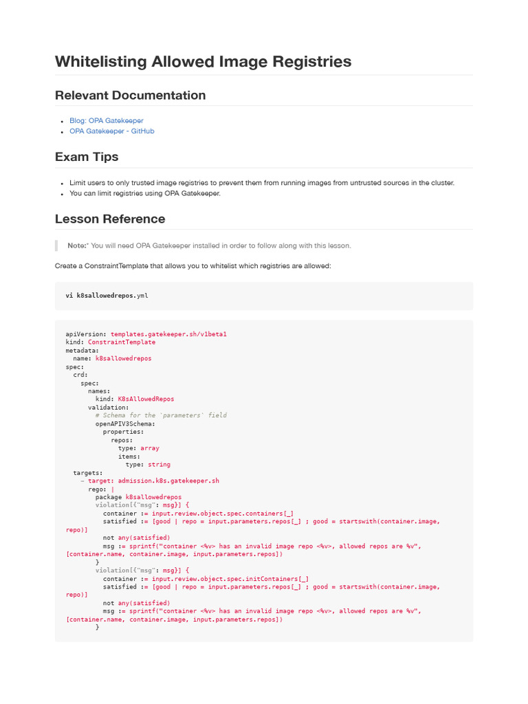 Whitelist Image Registries in Kubernetes | PDF | Computer Programming ...