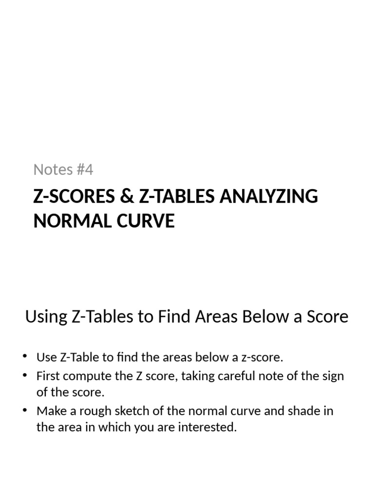 Notes 4 Zscores z Tables Analyzing Normal Curves | PDF