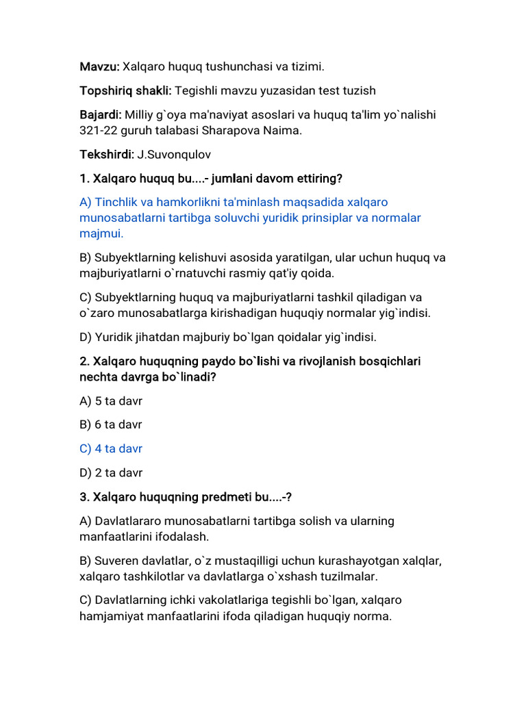 Mustaqil Ish XH | PDF