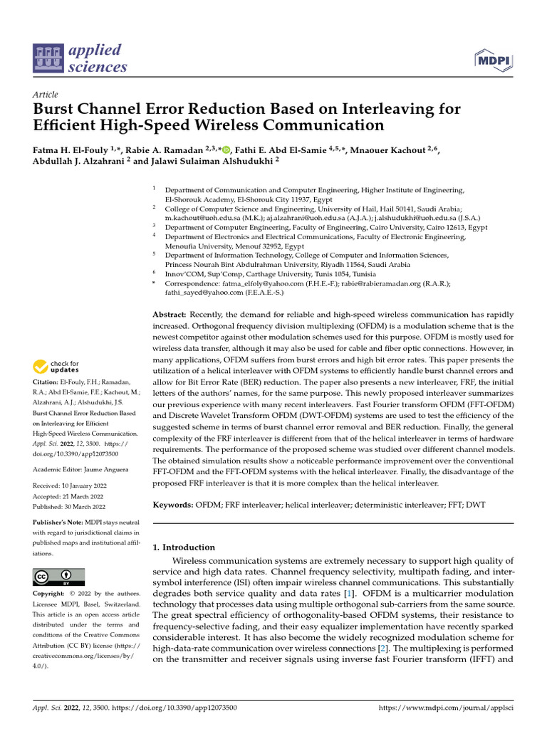 Burst Channel Error Reduction Based On Interleaving For Efficient High-Speed Wireless | PDF ...