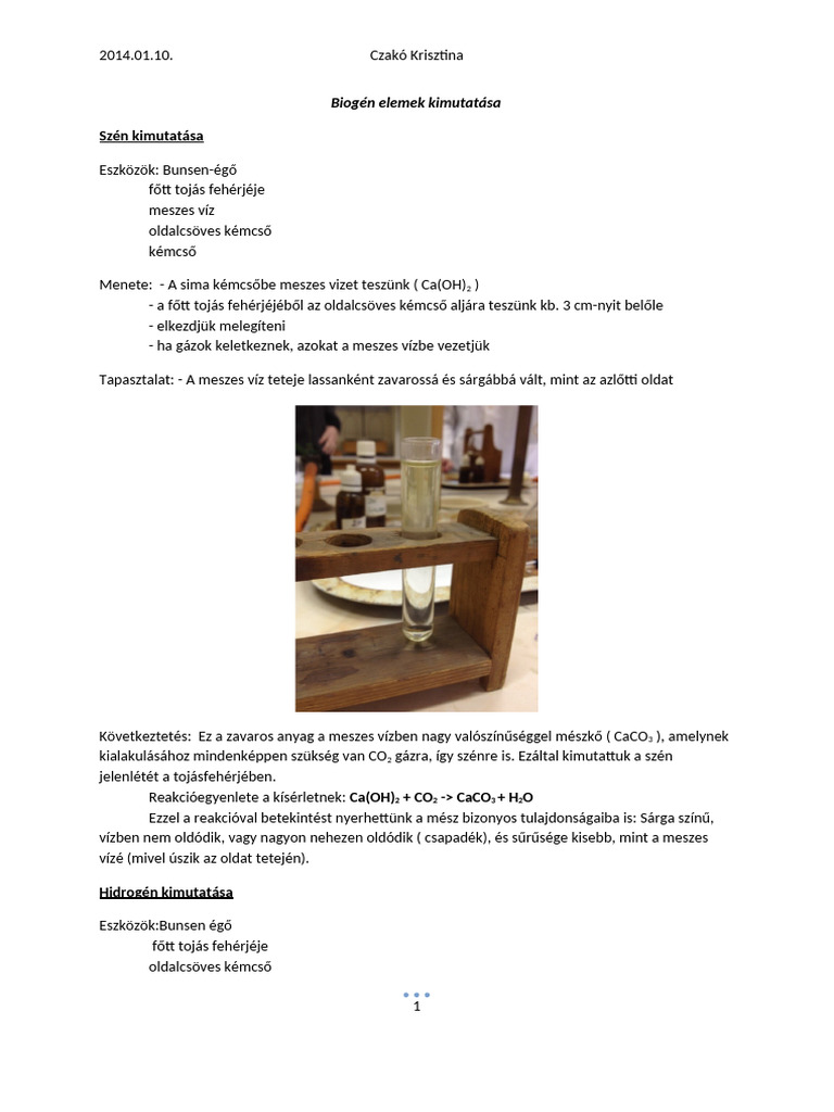 Biogen Elemek Kimutatasa | PDF