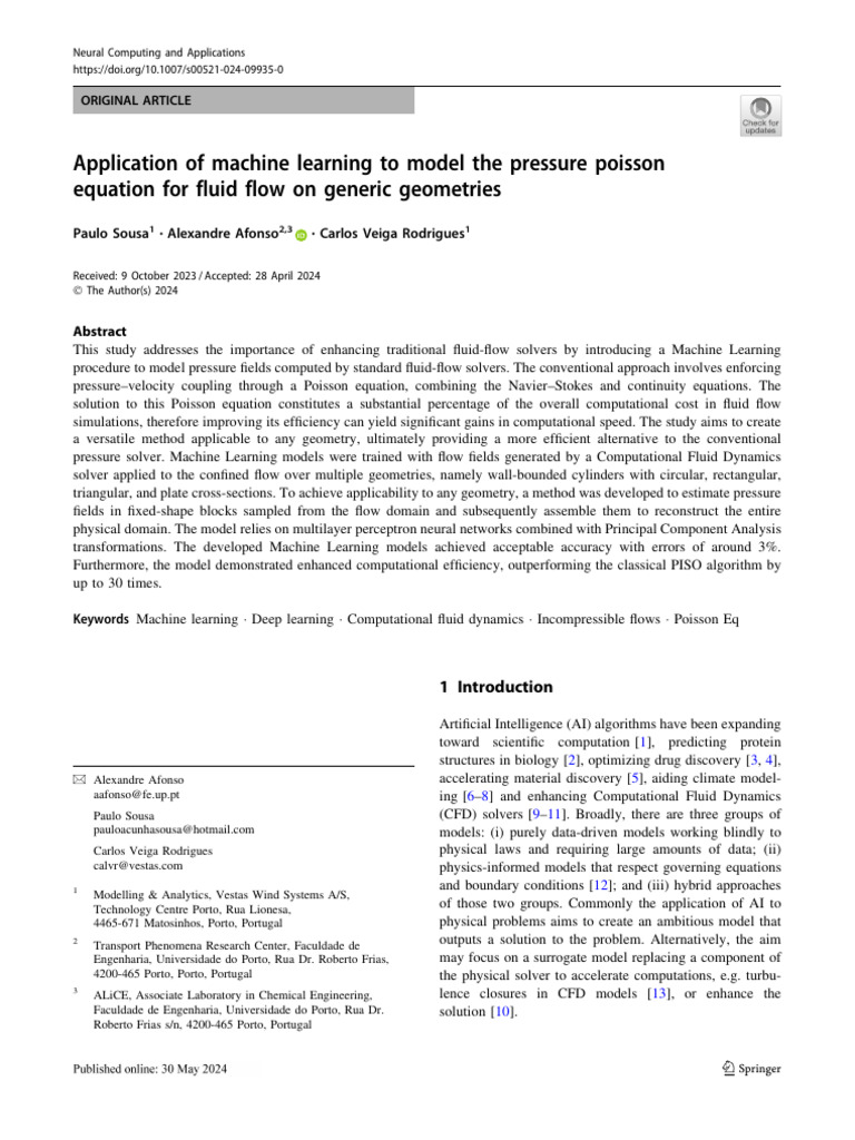 Application of Machine Learning To Model The Pressure Poisson Equation ...