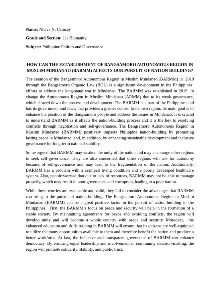 Example Position Paper in Polgov | PDF | Political Science | Social ...