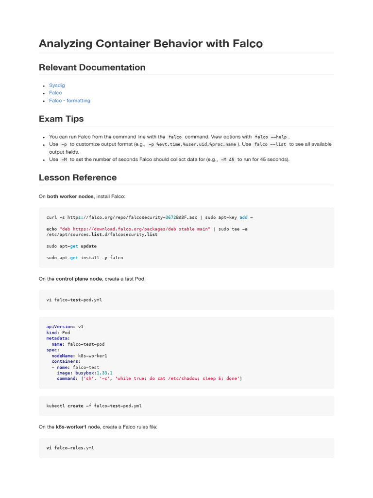 1623084311691-1051 - S07L03 Analyzing Container Behavior With Falco | PDF