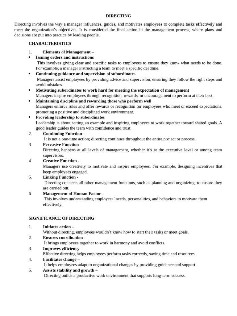 DIRECTING | PDF | Leadership | Communication