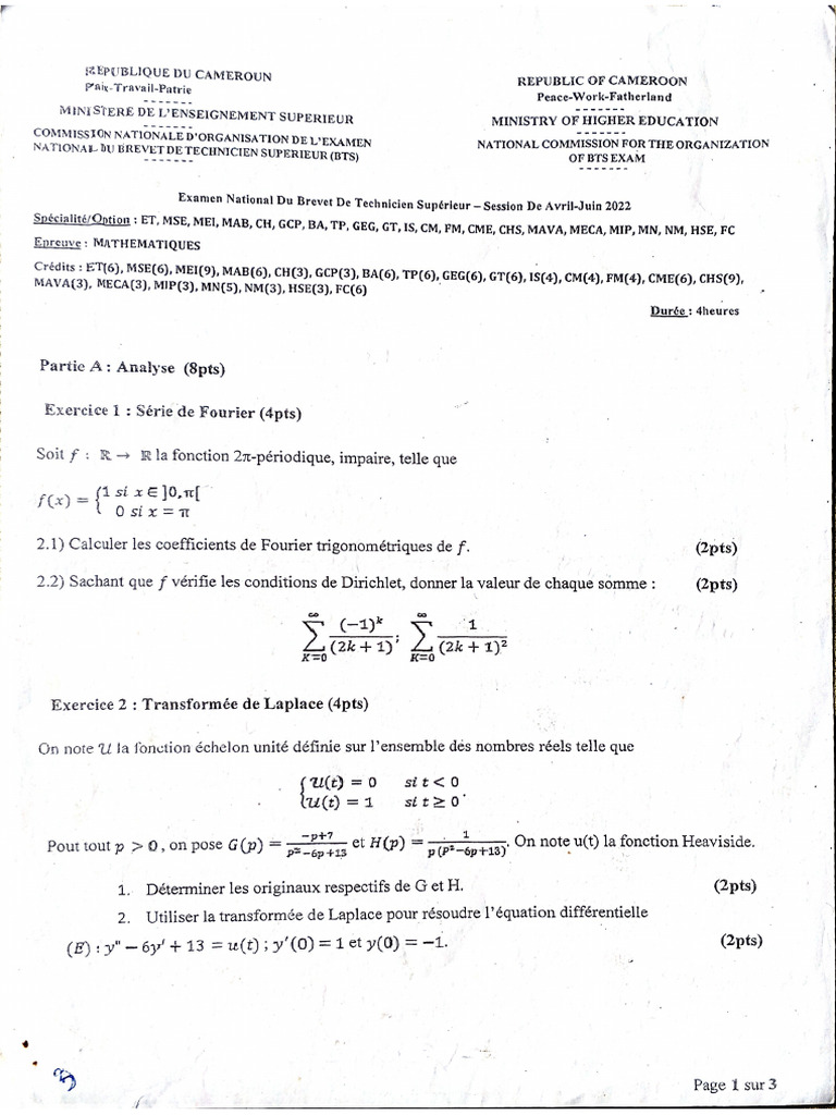 BTS 2022 Mathématiques | PDF