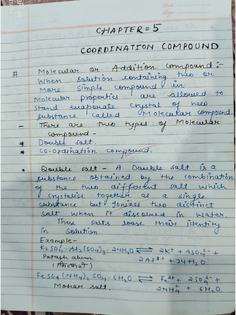 Coordination Compounds Class XII - Compress | PDF