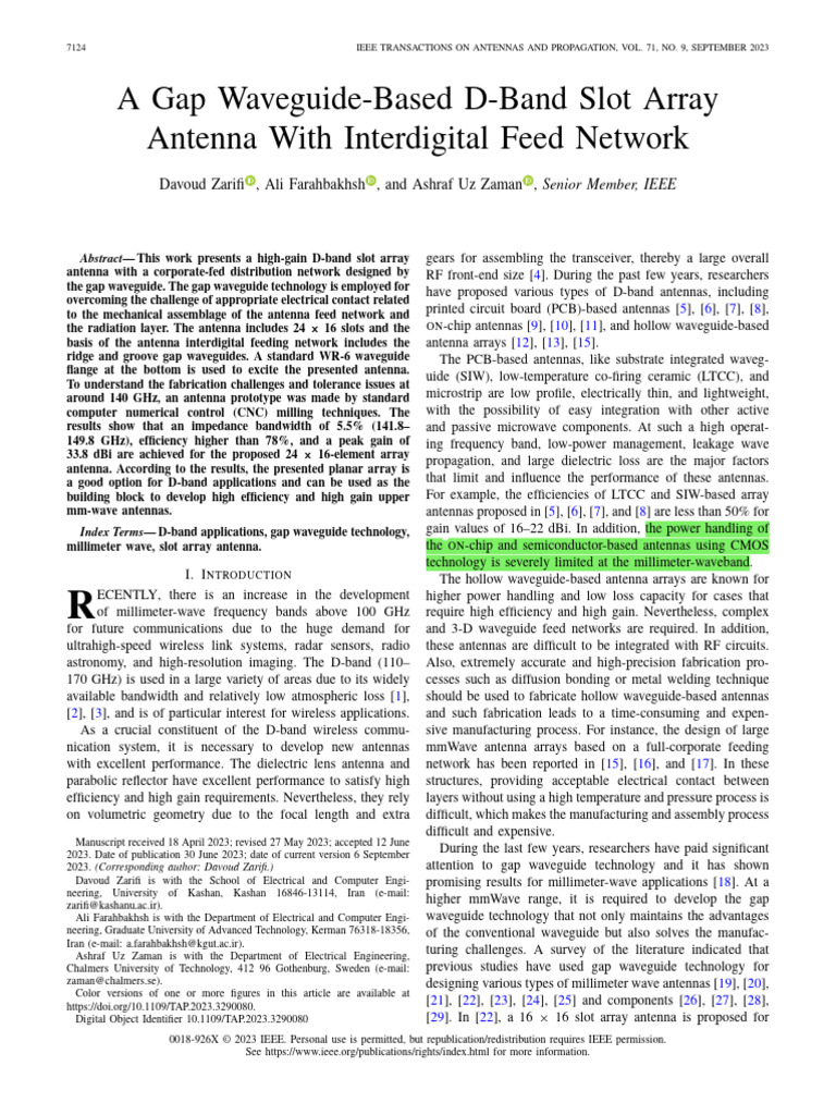 A Gap Waveguide-Based D-Band Slot Array Antenna With Interdigital Feed ...