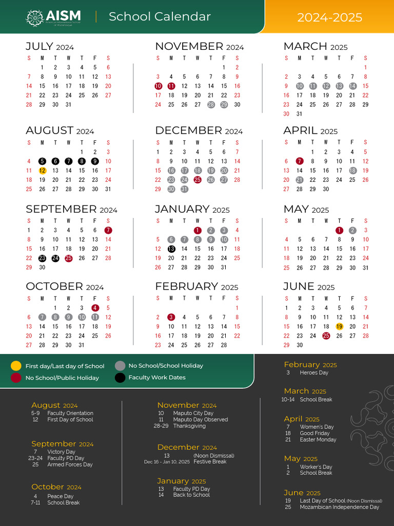 Aism Calendar 2024-25 | PDF | Christian Festivals And Holy Days | Public Holiday