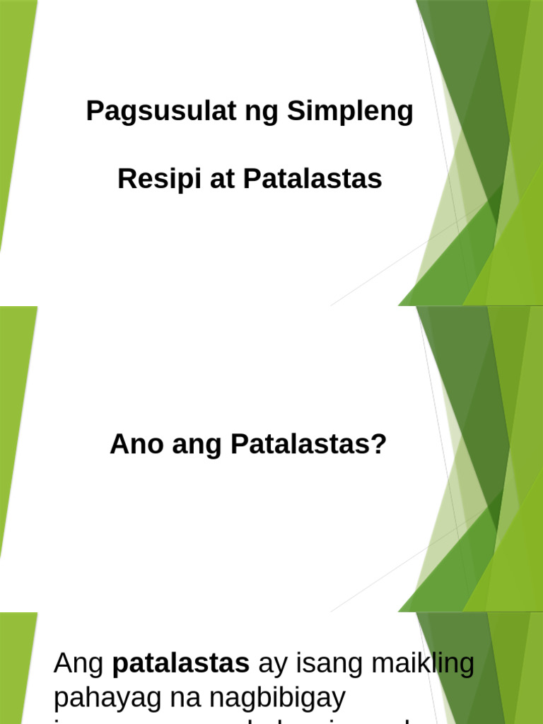 Pagsusulat NG Simpleng Resipi at Patalastas | PDF