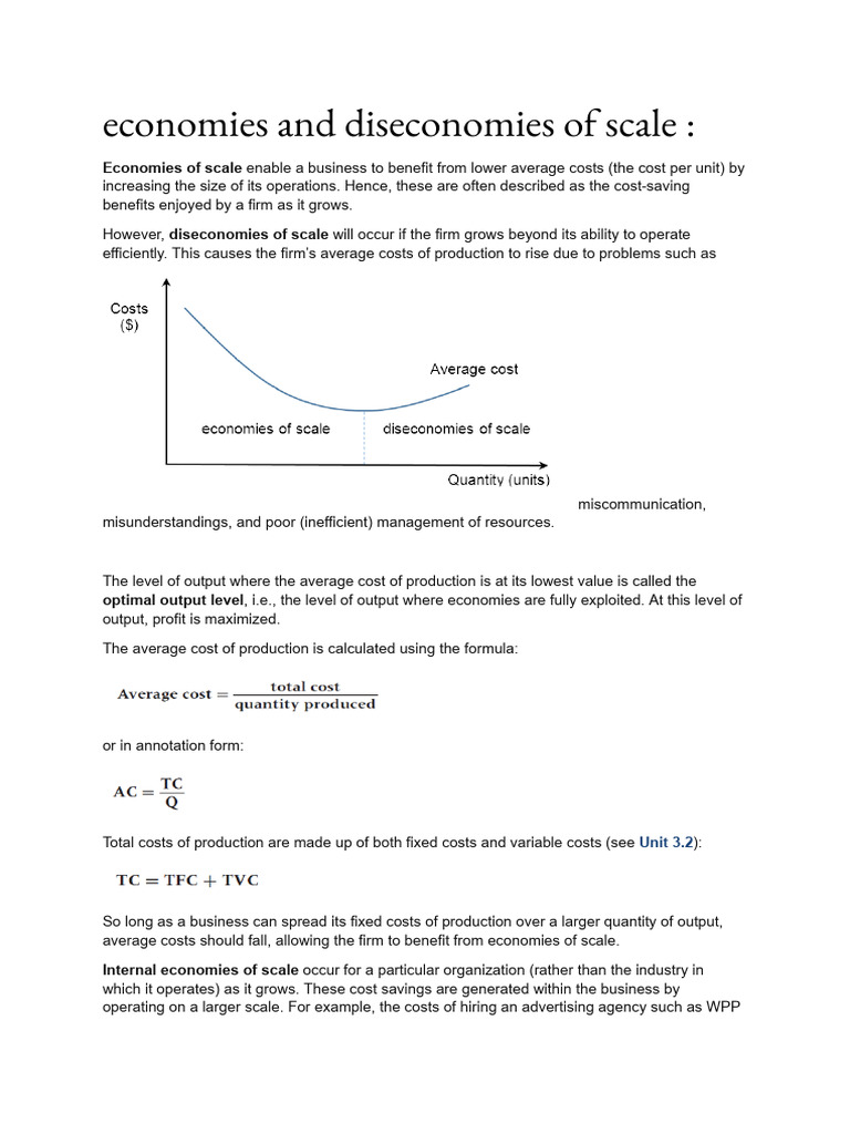 Economies and Diseconomies of Scale | PDF | Average Cost | Economies Of ...