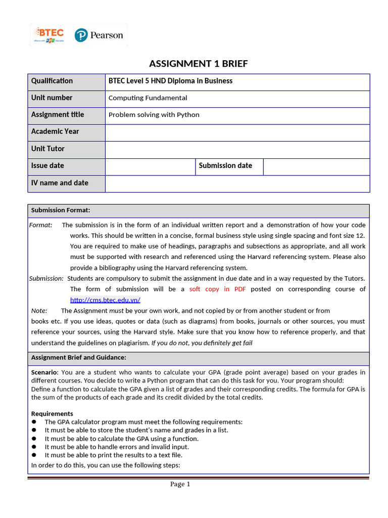 Assignment brief 1 (1) | PDF | Data Type | Computer File