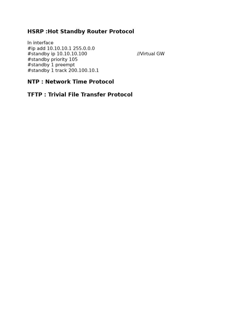 Day - 11 (2 Sept) Mon HSRP NTP TFTP | PDF
