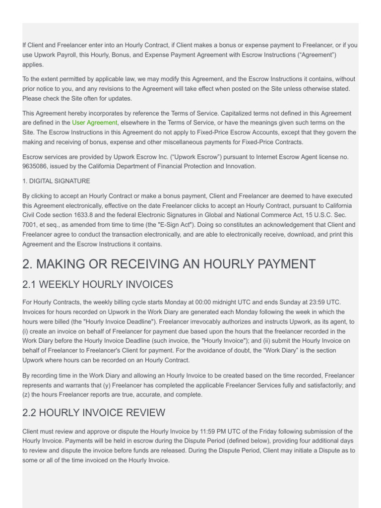 hourly-bonus-and-expense-payment-agreement-with-escrow-instructions-3-3 | PDF | Freelancer | Payroll