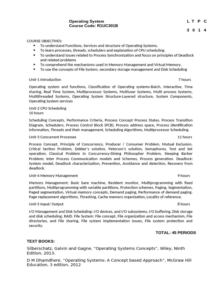 Operating System Syllabus Updated | PDF | Process (Computing) | Operating System