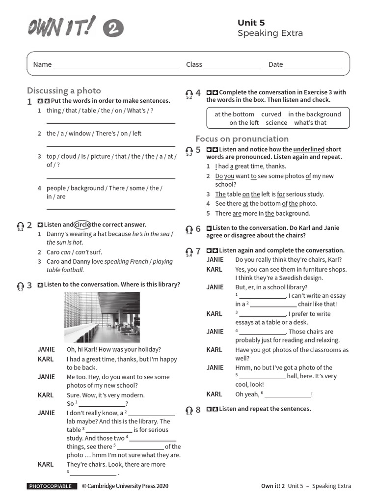 Speaking Extra Unit5 Without Answers | PDF