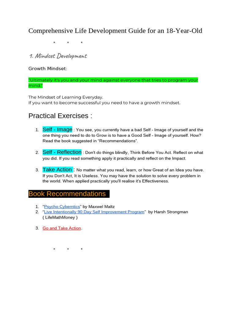 Life Development Guide for 18-Year-Olds | PDF | Psychological Concepts ...