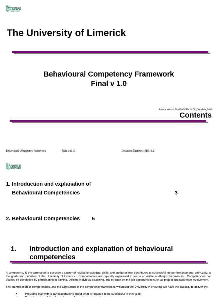 Behavioural Competency Framework | PDF | Goal | Communication